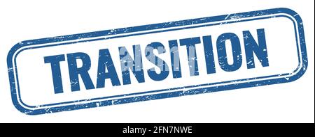 TRANSITION text on blue vintage grungy round rubber stamp Stock Photo ...