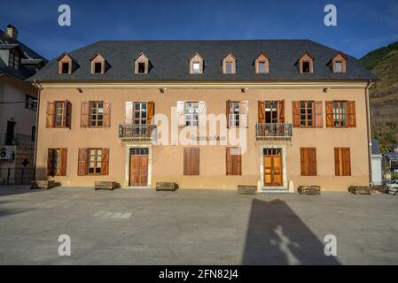 Aranese language Monument and Conselh Generau d'Aran building, in ...