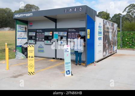 A set of Return and Earn reverse vending machines at Rouse Hill in ...