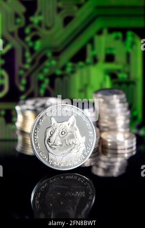 Dogecoin Doge coin digital crypto currency Stock Photo - Alamy