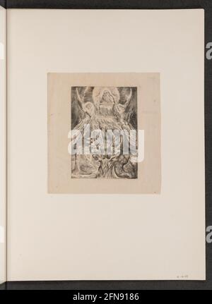 Earth with God and the Devil. 19th-century illustration titled 'The ...