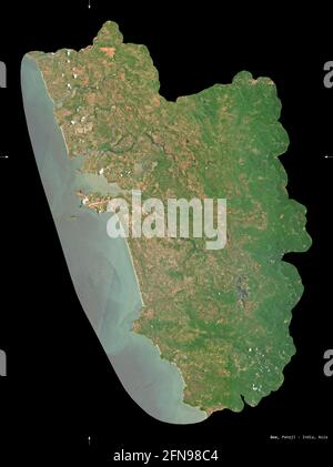 Goa, state of India. High resolution satellite map. Locations and names ...