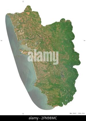 Shape of Goa, state of India, with its capital isolated on a solid ...