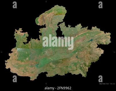 Madhya Pradesh, state of India. High resolution satellite map. Corner ...