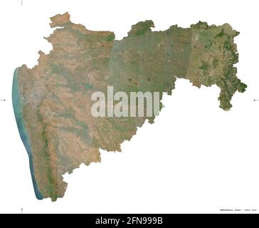 Maharashtra, state of India. High resolution satellite map. Locations ...