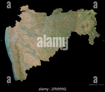 Shape of Maharashtra, state of India, with its capital isolated on ...