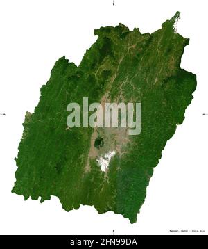 Shape of Manipur, state of India, with its capital isolated on white ...