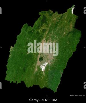 Shape of Manipur, state of India, with its capital isolated on white ...