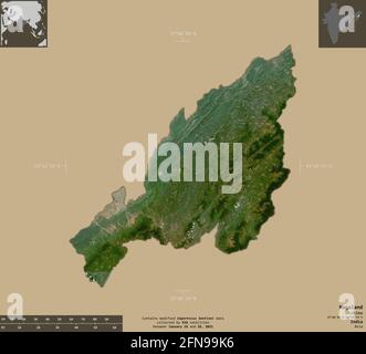 Nagaland, state of India. High resolution satellite map. Corner ...