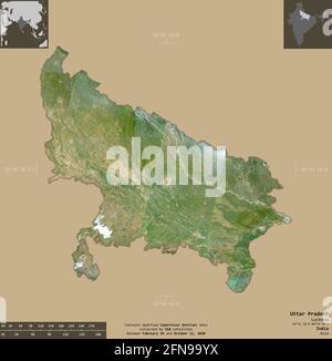 Uttar Pradesh, state of India. High resolution satellite map Stock ...