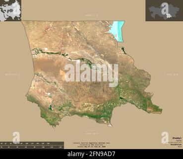 Zhambyl, region of Kazakhstan. High resolution satellite map. Locations ...