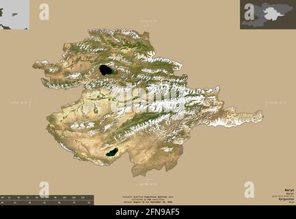 Naryn, province of Kyrgyzstan. High resolution satellite map Stock ...