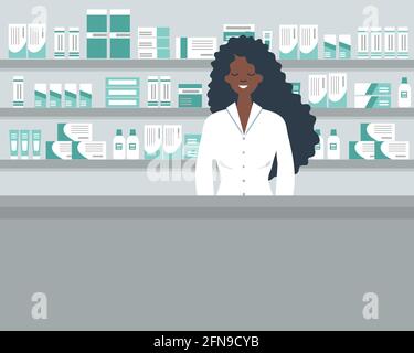 african american female doctor pharmacist modern pharmacy drugstore ...