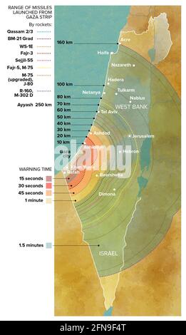 Map of Israel, Gaza Strip, West Bank, Lebanon and Iran, Middle East ...