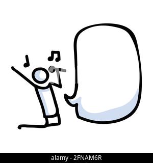 Hand Drawn Stick Figure Singer Performer. Concept of Speech Bubble ...