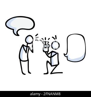 Hand Drawn Stick Figure Proposal Pose. Concept of Marriage Engagement ...