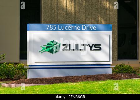 Zultys sign, logo at corporate headquarters of Zultys Technologies ...