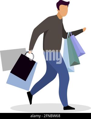 Shopaholism flat color vector faceless character Stock Vector Image ...