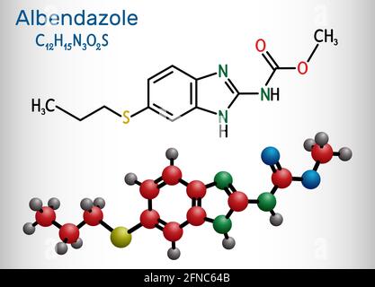 Albendazole molecule. It is is broad-spectrum, synthetic benzimidazole ...