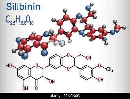 Silibinin (silybin) milk thistle molecule. Major constituent of ...