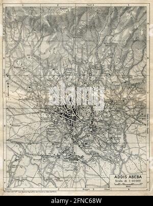 Ancient map of Addis Ababa, Ethiopia (image from Italian Eastern Africa ...