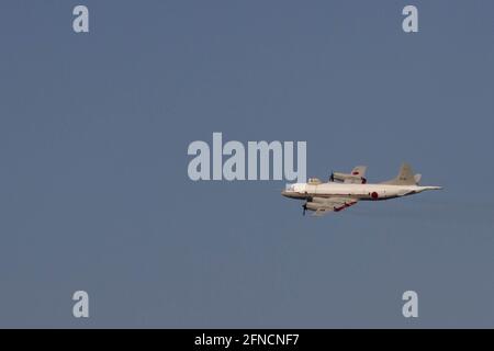 A Lockheed EP3 Orion ELINT signals reconnaissance aircraft with the ...