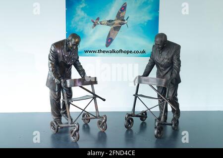 Bronze & resin statues of the late Sir Captain Tom Moore who raised ...