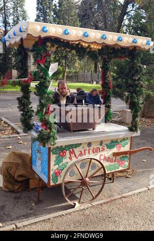 Christmas market in downtown Montpellier, Occitanie, South of France ...