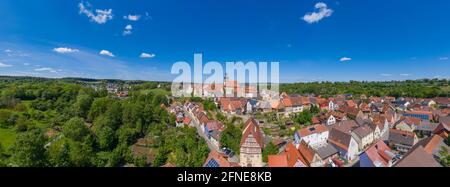 Aerial drone view, city view, Gochsheim, Baden-Wurttemberg, Germany ...