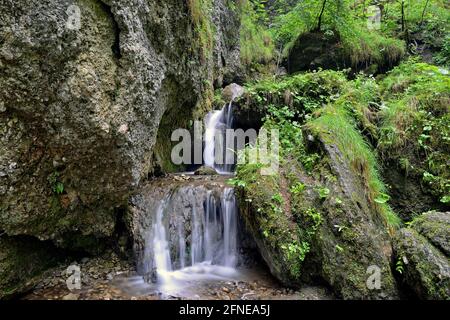 Hinang waterfall, waterfall steps in the ravine, Hinang, Allgaeu Alps ...