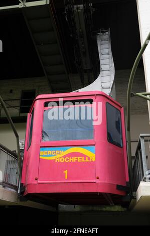 Gondola of the Hochfellnbahn, July, Chiemgau, Bergen, Bavaria, Germany ...