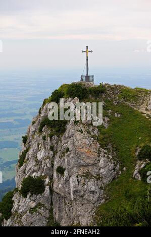 Hochfelln mountain, summit cross, Chiemgau, Upper Bavaria, Bavaria ...