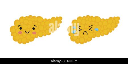 Pancreas kawaii healthy character with smile. Drawing of a healthy ...