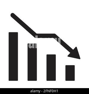 Graph down, reduce progress line icon. Simple outline style efficiency decrease graphic, finance ...