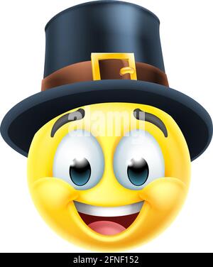 Thanksgiving Pilgrim Emoticon Emoji Cartoon Icon Stock Vector Image ...