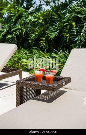 Tropical watermelon juice on a table Stock Photo - Alamy