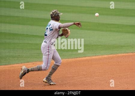 Miami Marlins Jazz Chisholm Jr. (2) in the dugout during an MLB Spring ...