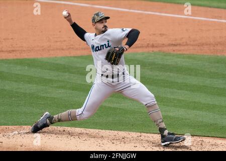 Miami Marlins pitcher Pablo López (49) pitching during an MLB Spring ...
