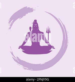 Drawing or sketch of Indian famous powerful god Lord Shiva, Parvati and ...