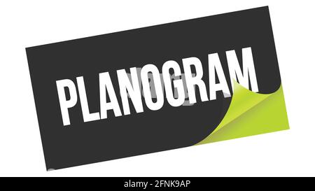 PLANOGRAM text written on green grungy zig zag borders round stamp ...