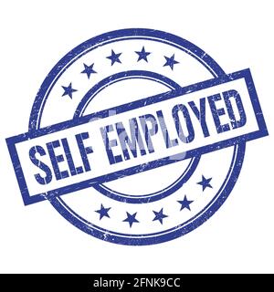 SELF EMPLOYED text on blue grungy vintage rectangle stamp Stock Photo ...
