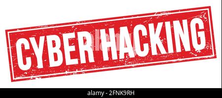 CYBER HACKING red grungy rectangle stamp sign Stock Photo - Alamy