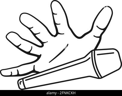Hand dropping microphone for mic drop concept in vector icon Stock ...