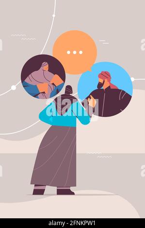 arab people chatting in messenger or social network chat bubble ...