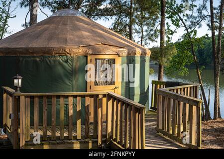 Lakefront yurt glamping at Stone Mountain Campground in Stone Mountain ...