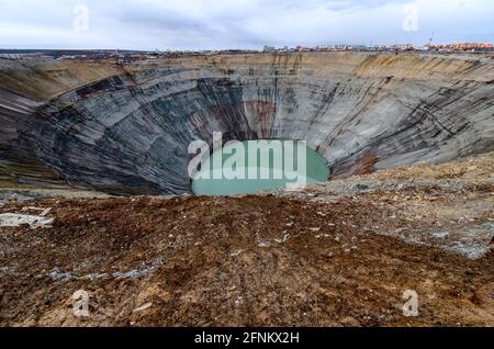 One of the deepest quarries in the world. Kimberlite pipe Mirny Yakutia ...