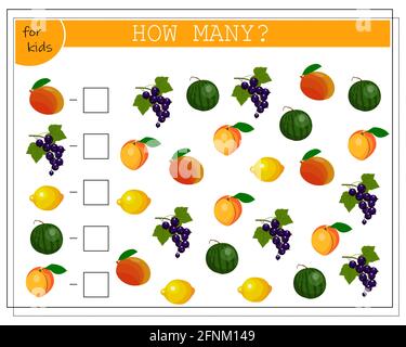 How many are they game. Counting fruit for preschool. Count the fruits ...