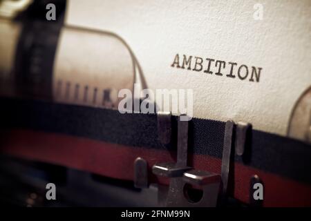 Ambition word written with a typewriter Stock Photo - Alamy