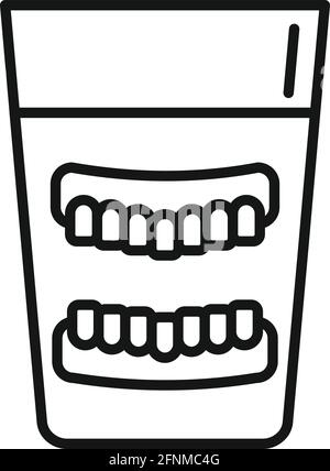 False jaw isolated outline icon. Vector teeth or dentures, linear upper ...