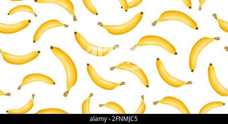 Trendy seamless pattern with realistic banana bunch and tropical leaves ...